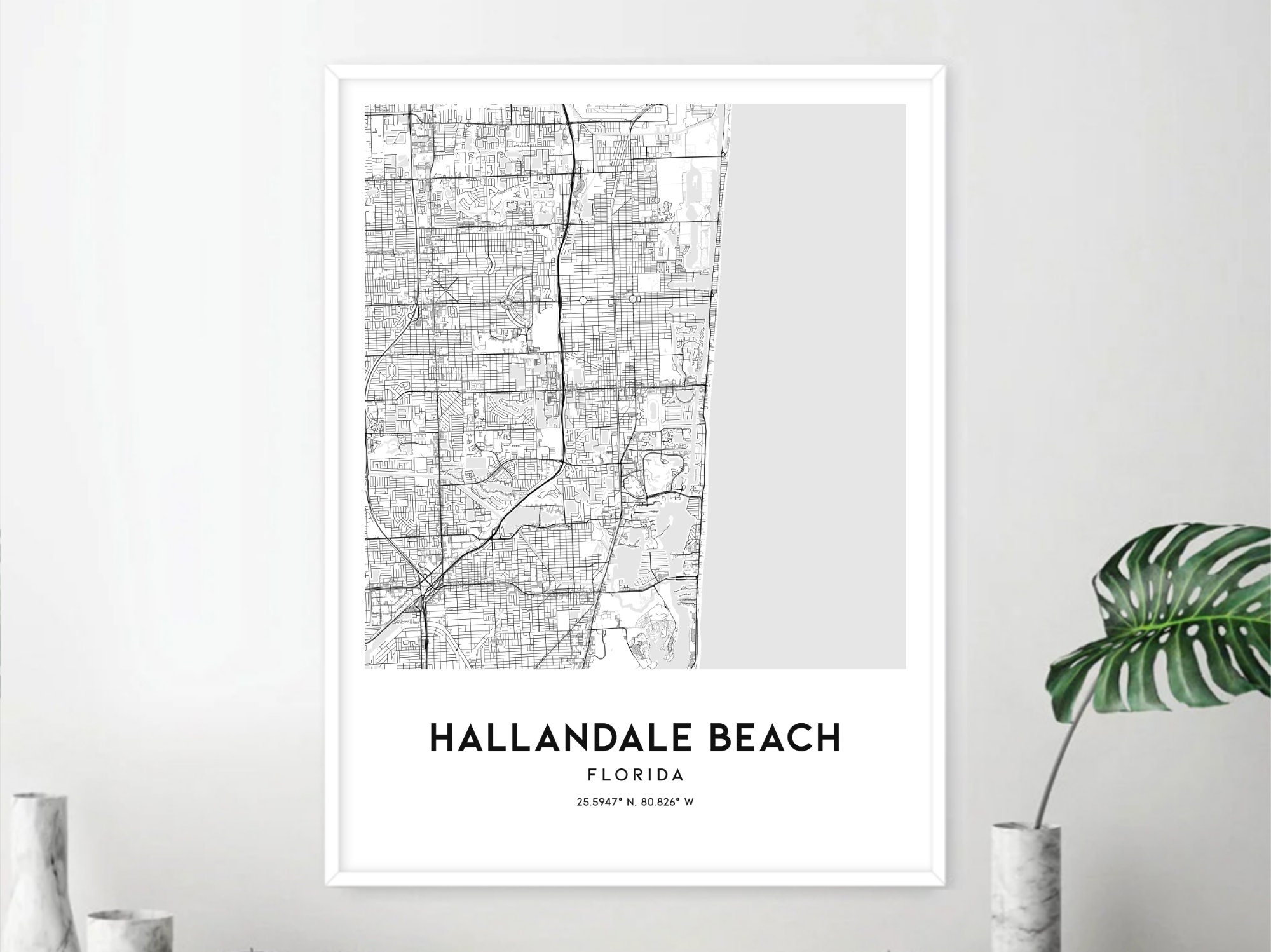 Hallandale Beach Map Print Hallandale Beach Map Poster Wall - Etsy