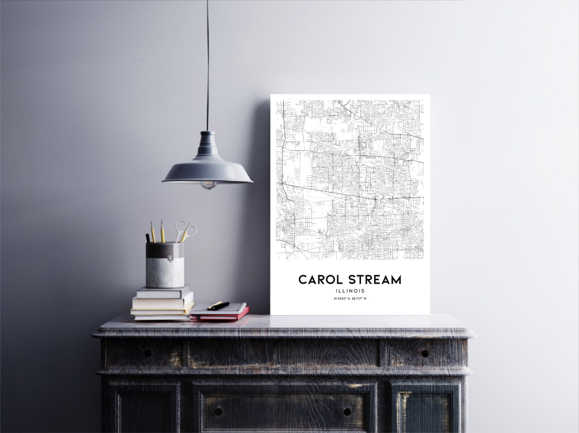 Carol Stream Map Print, Carol Stream Map Poster Wall Art, Il City Map ...