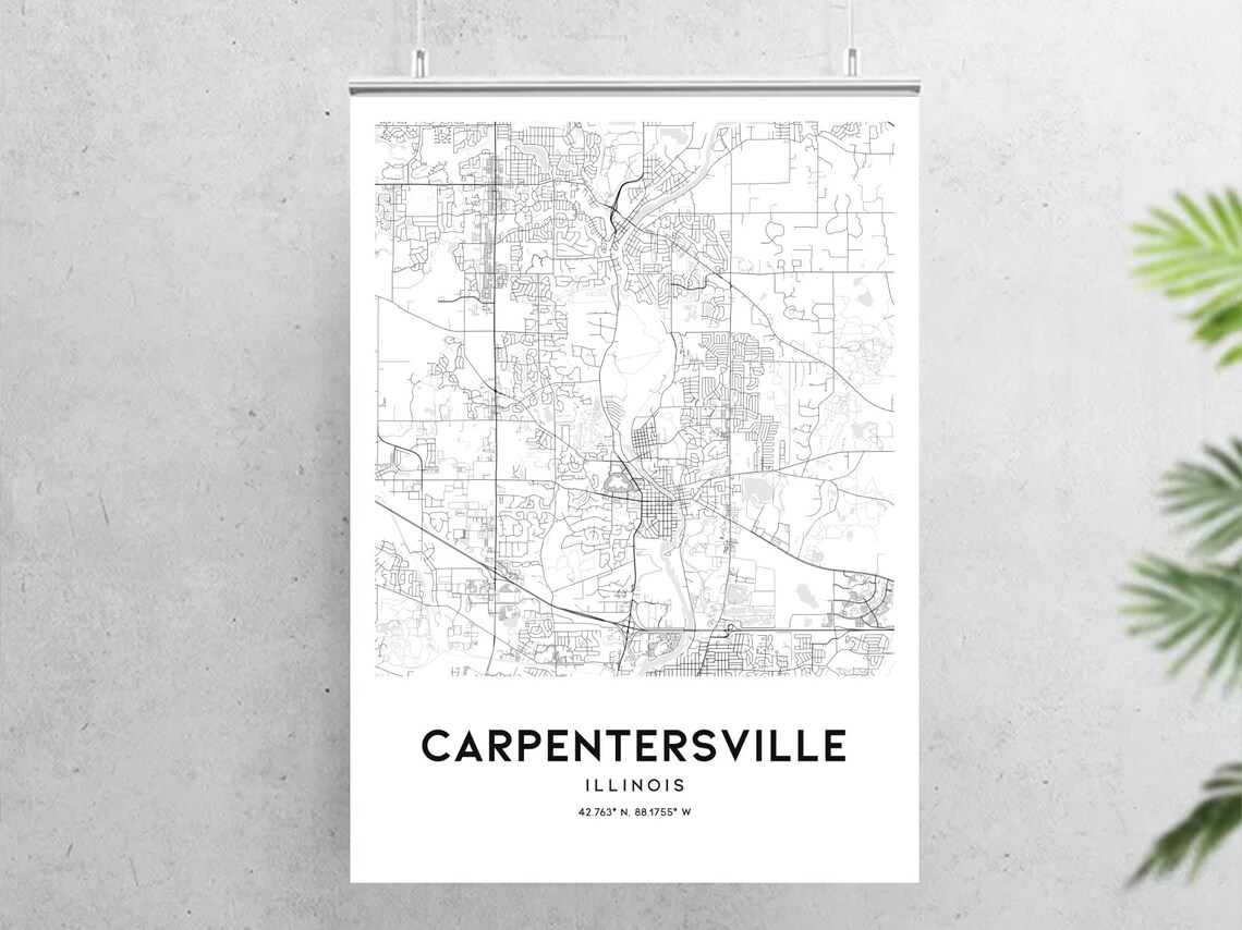 Carpentersville Map Print Carpentersville Map Poster Wall | Etsy