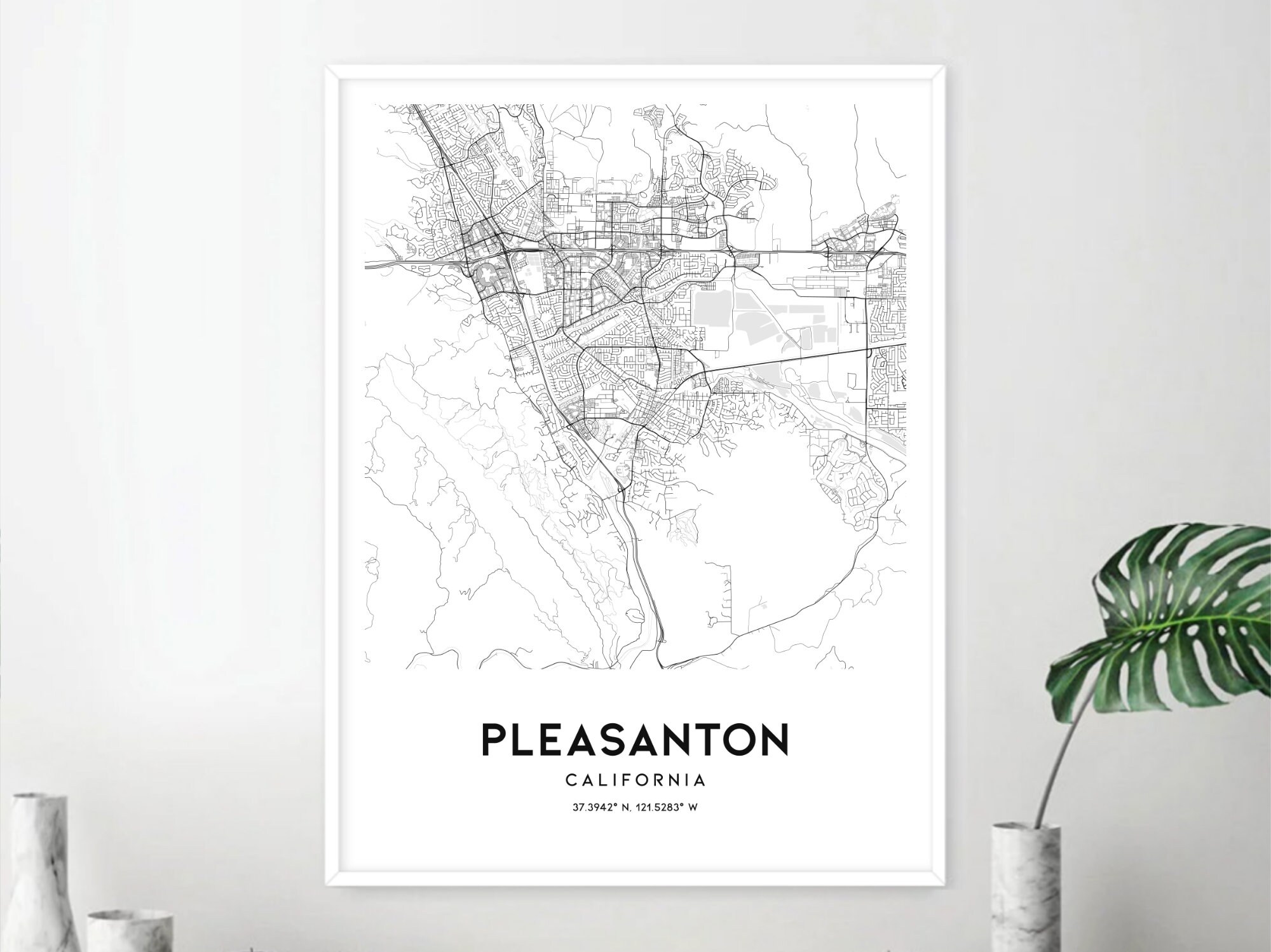 Pleasanton Map Print Pleasanton Map Poster Wall Art Ca City - Etsy