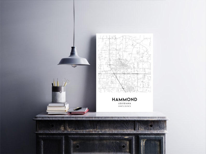 Hammond Map Print Hammond Map Poster Wall Art La City Map - Etsy