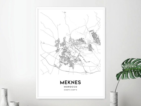 Meknes Map Print Meknes Map Poster Wall Art Meknes City Map - Etsy España