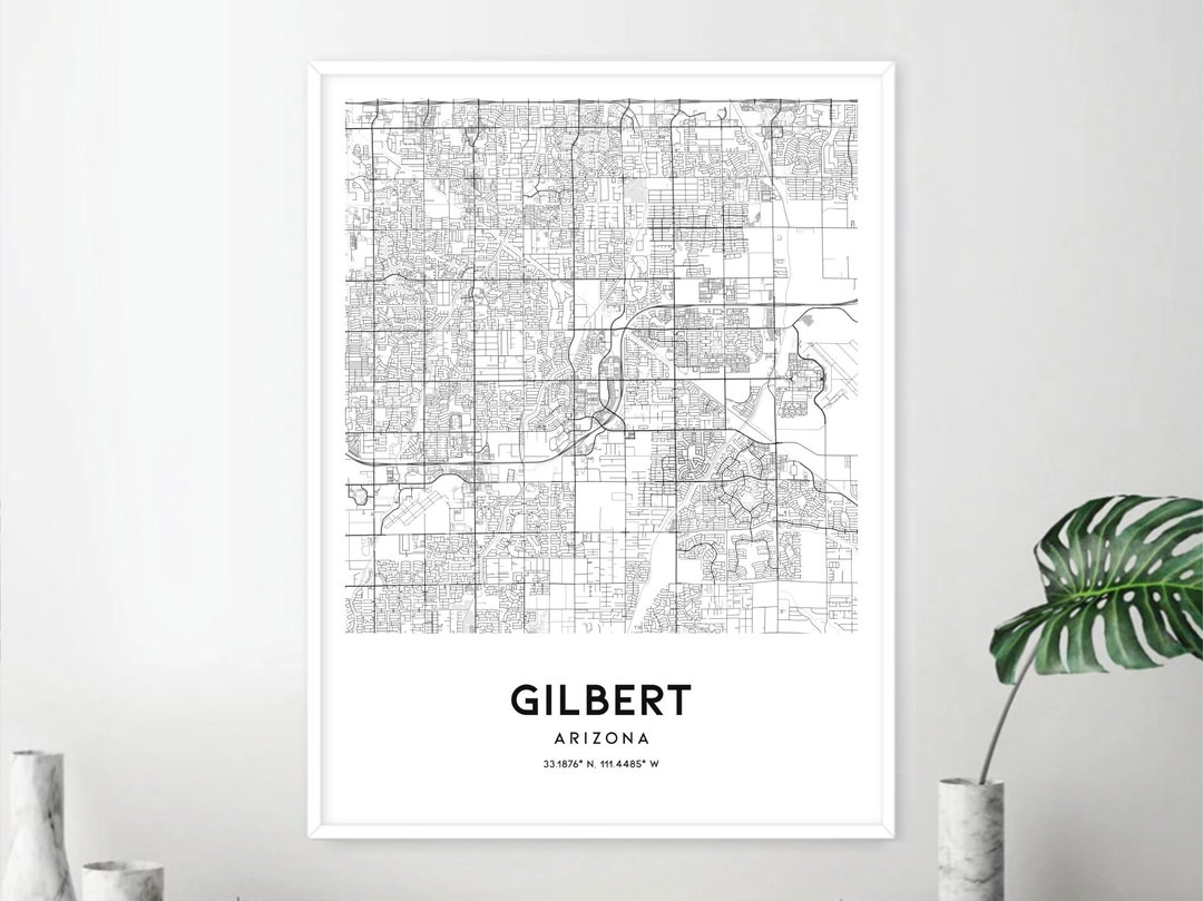 Gilbert Map Print, Gilbert Map Poster Wall Art, Az City Map, Arizona ...