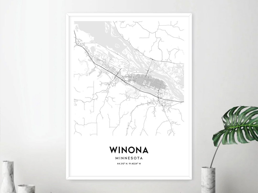 Winona Map Print, Winona Map Poster Wall Art, Mn City Map, Minnesota ...
