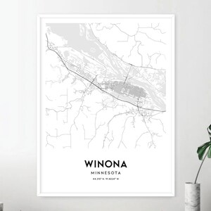 Winona Map Print, Winona Map Poster Wall Art, Mn City Map, Minnesota ...