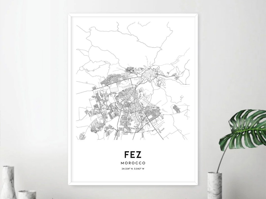 Fez Map Print Fez Map Poster Wall Art Fez City Map Fez - Etsy UK