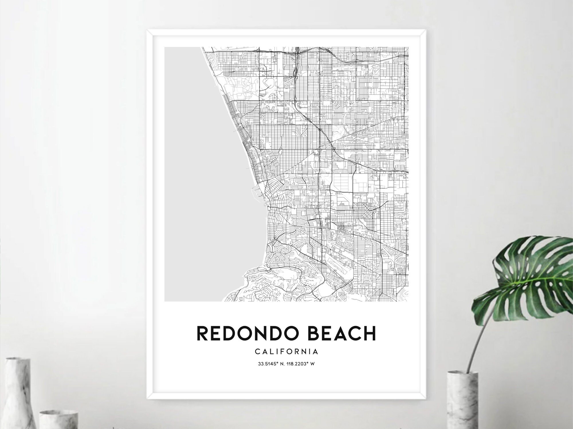 Redondo Beach Map Print Redondo Beach Map Poster Wall Art Ca - Etsy