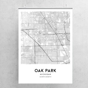Oak Park Map Print Oak Park Map Poster Wall Art Mi City | Etsy