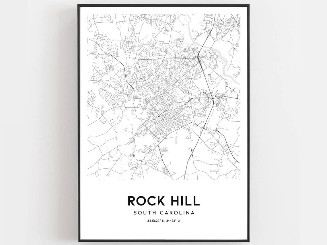 Rock Hill Map Print Rock Hill Map Poster Wall Art Sc City | Etsy
