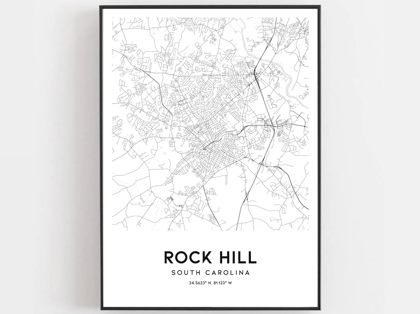 Rock Hill Map Print Rock Hill Map Poster Wall Art Sc City | Etsy