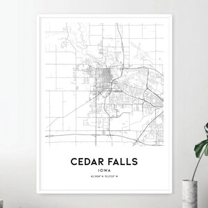 Cedar Falls Map Print, Cedar Falls Map Poster Wall Art, Ia City Map ...