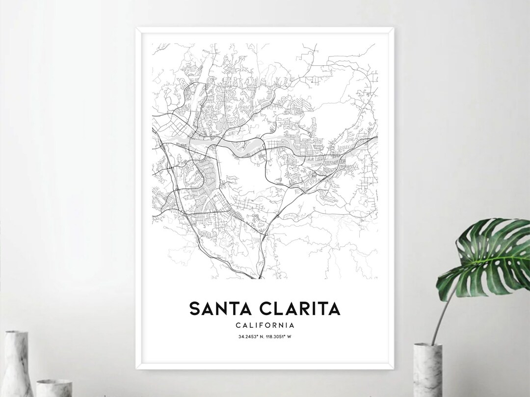 Santa Clarita Map Print Santa Clarita Map Poster Wall Art Ca - Etsy