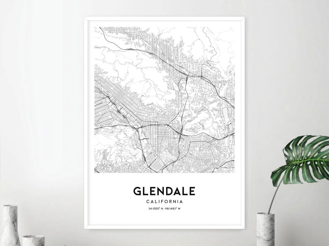 Glendale Map Print, Glendale Map Poster Wall Art, Ca City Map ...