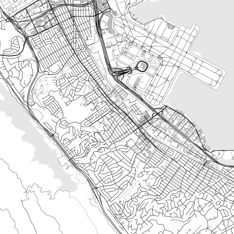 Burlingame Map Print, Burlingame Map Poster Wall Art, Ca City Map ...
