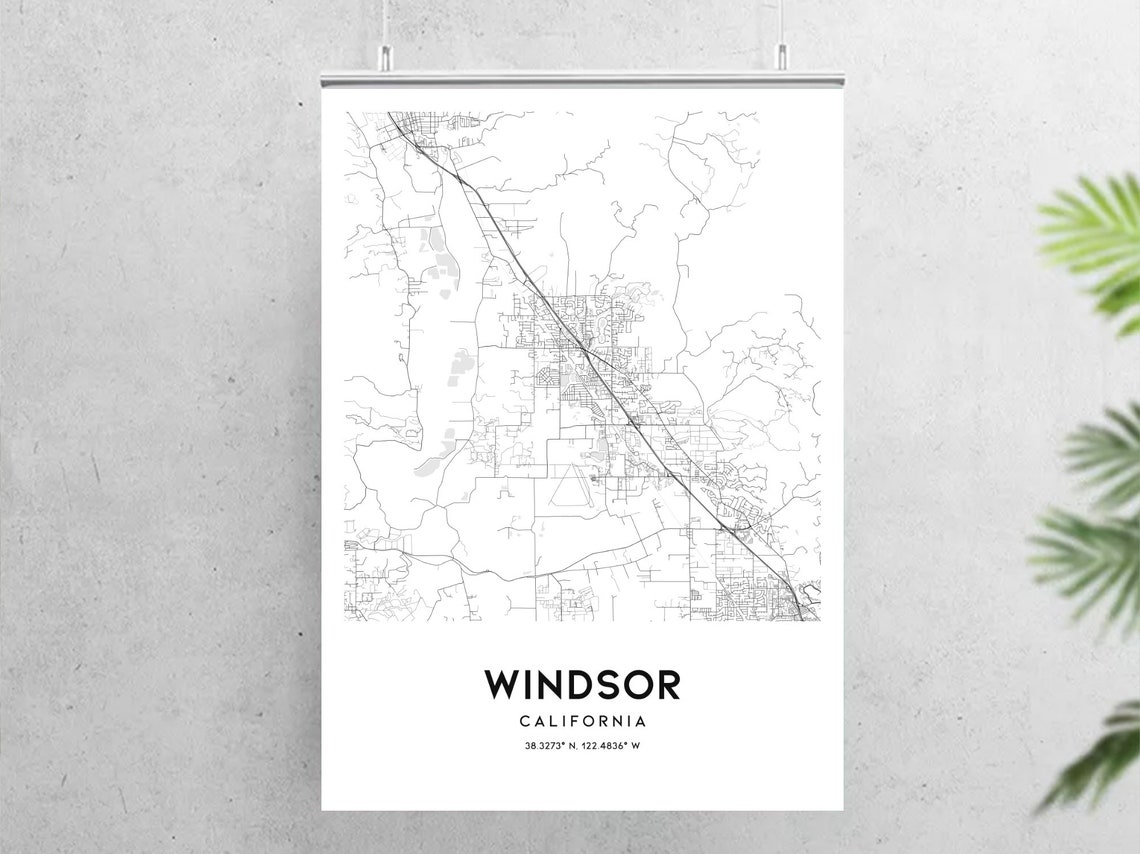 Windsor Map Print Windsor Map Poster Wall Art Ca City Map | Etsy
