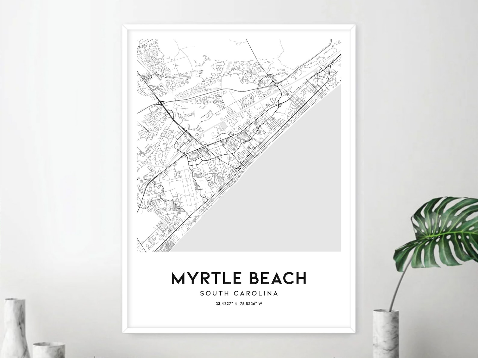 Myrtle Beach Map Print, Myrtle Beach Map Poster Wall Art, Sc City Map ...