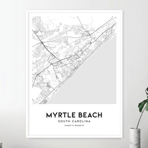 Myrtle Beach Map Print, Myrtle Beach Map Poster Wall Art, Sc City Map ...