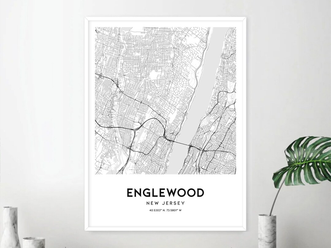 Englewood Map Print, Englewood Map Poster Wall Art, Nj City Map, New ...