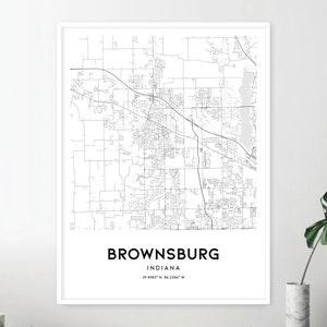 Brownsburg Map Print, Brownsburg Map Poster Wall Art, in City Map ...