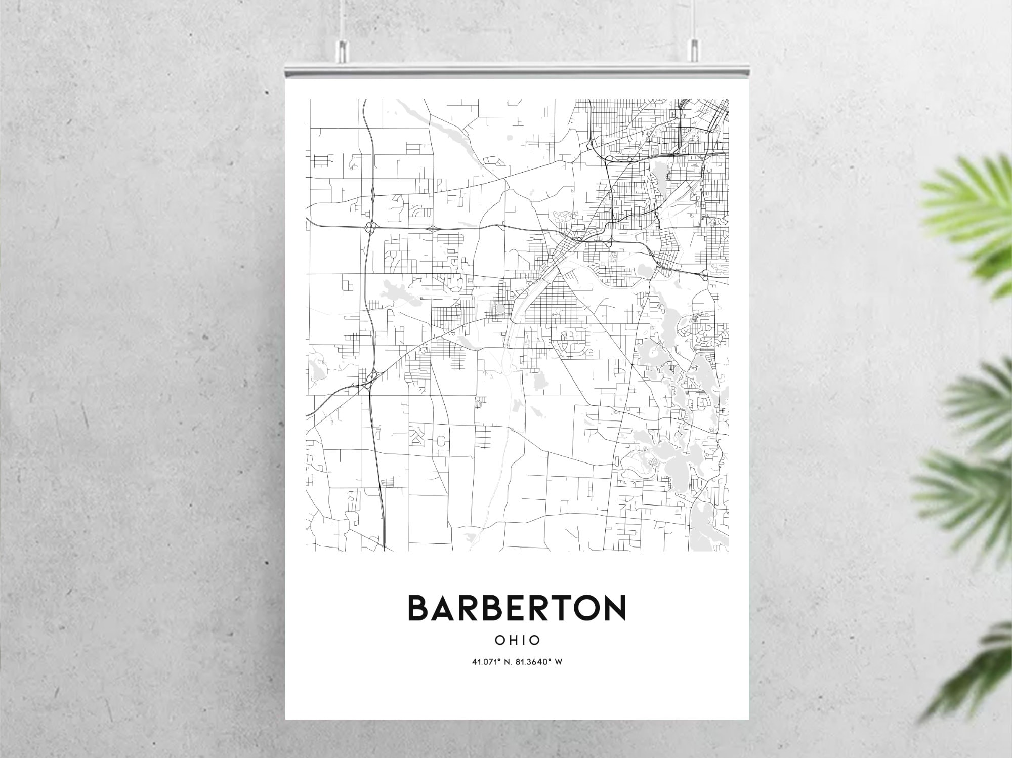 Barberton Map Print Barberton Map Poster Wall Art Oh City | Etsy