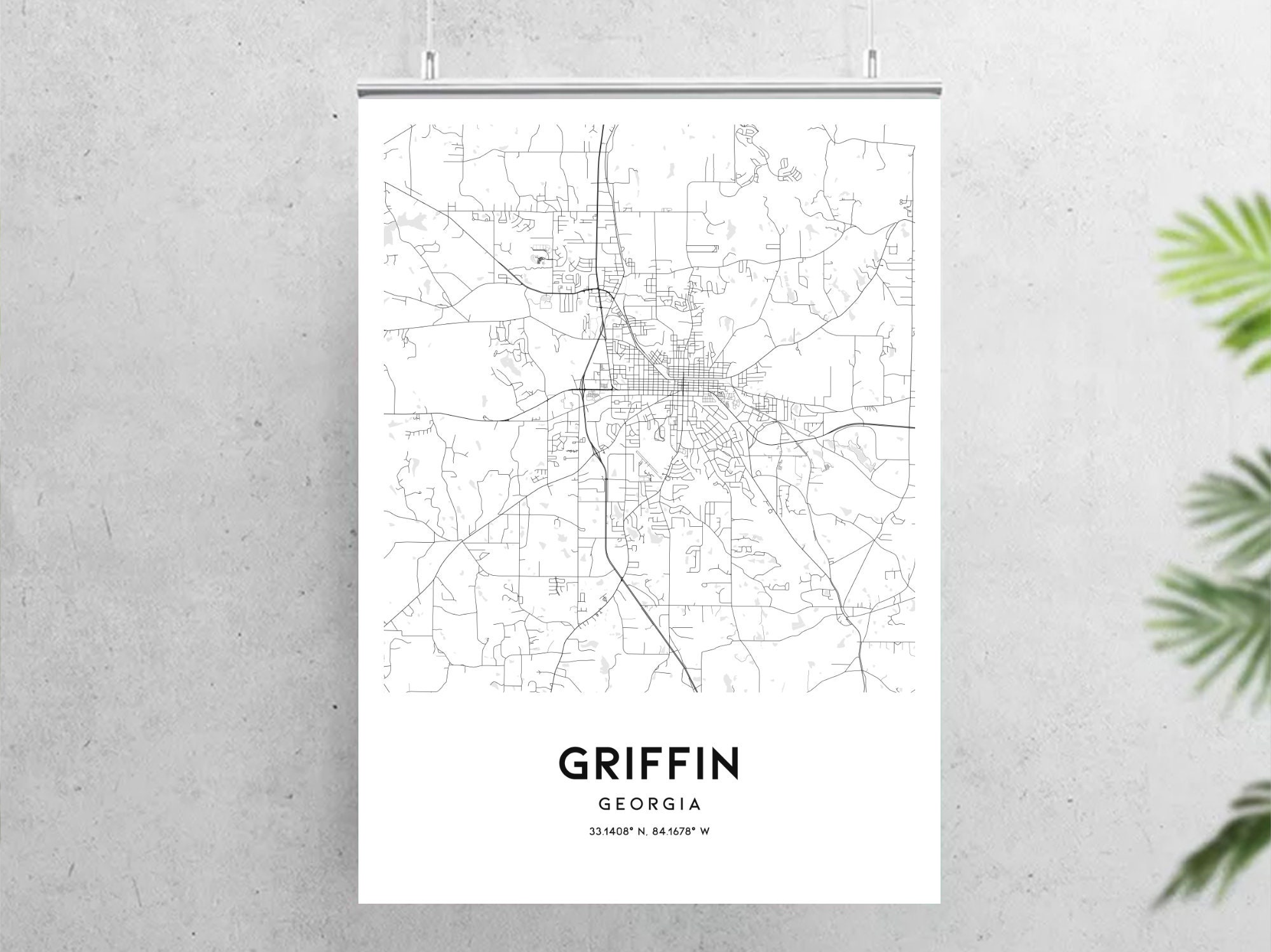 Griffin Map Print Griffin Map Poster Wall Art Ga City Map | Etsy