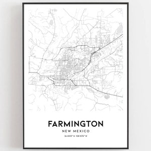 Farmington Map Print Farmington Map Poster Wall Art Nm City | Etsy