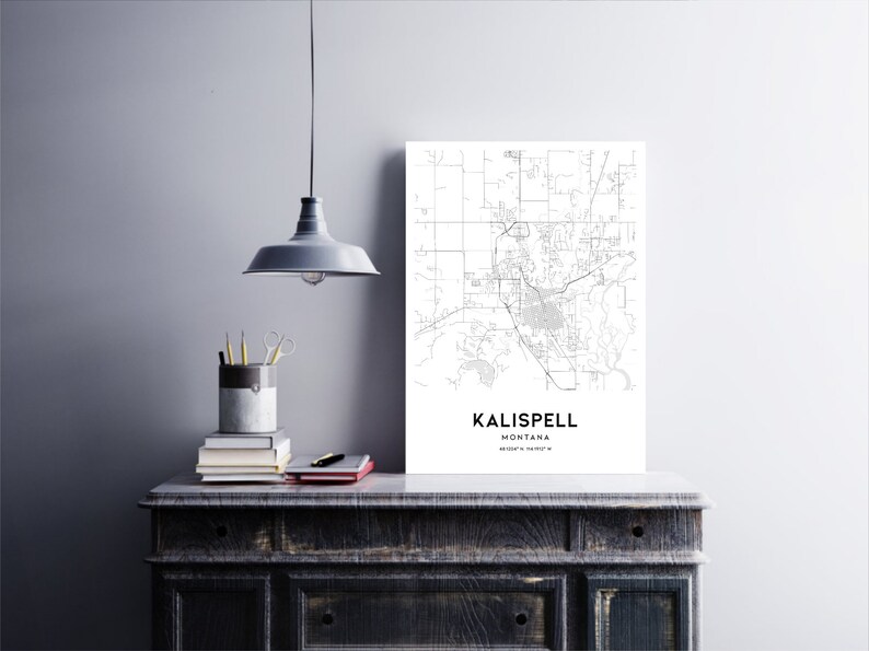 Kalispell Map Print, Kalispell Map Poster Wall Art, Mt City Map ...