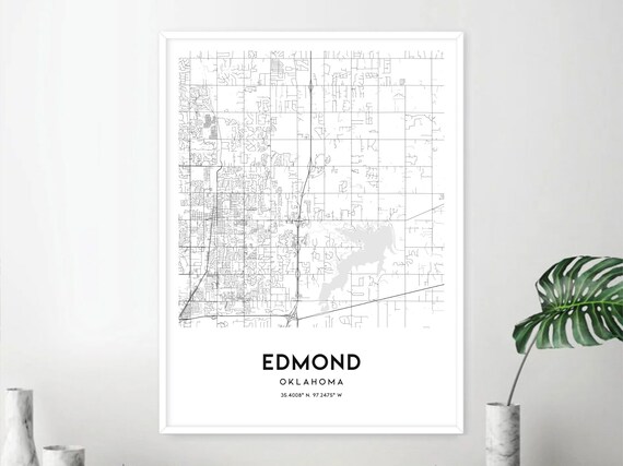 Edmond Map Print Edmond Map Poster Wall Art Ok City Map | Etsy