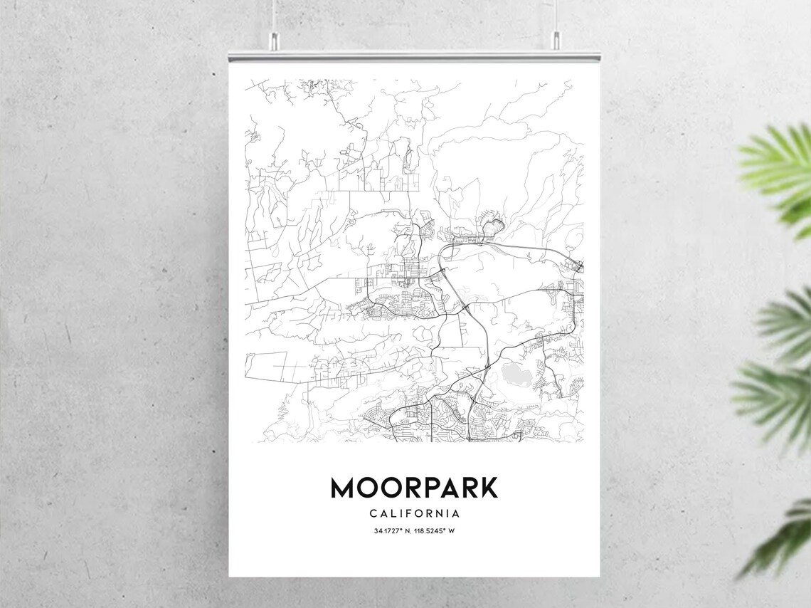 Moorpark Map Print Moorpark Map Poster Wall Art Ca City | Etsy