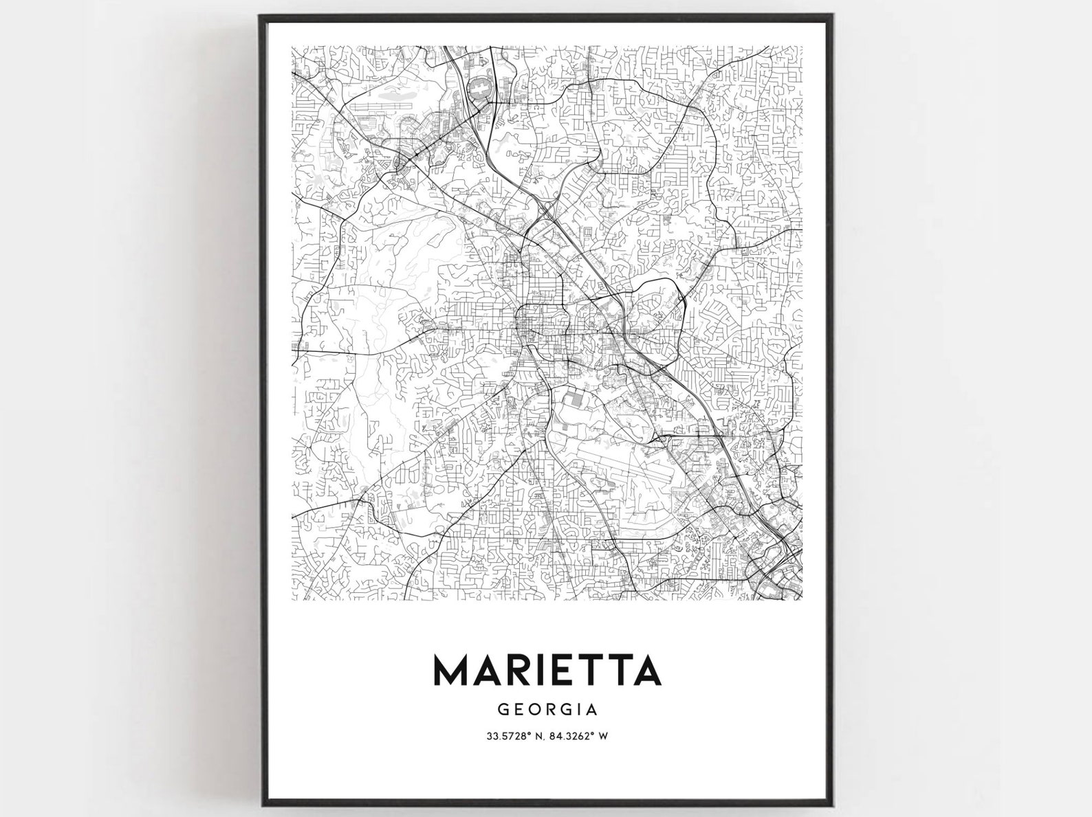 Marietta Map Print Marietta Map Poster Wall Art Ga City Map | Etsy