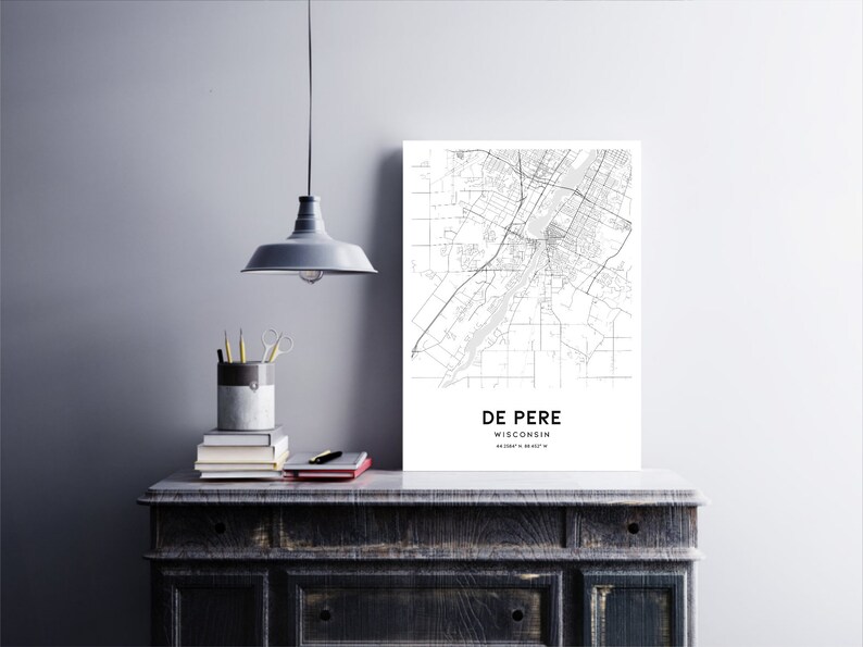De Pere Map Print, De Pere Map Poster Wall Art, Wi City Map, Wisconsin ...