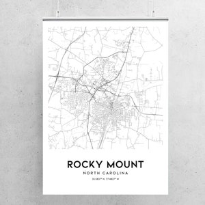 Rocky Mount Map Print Rocky Mount Map Poster Wall Art Nc | Etsy
