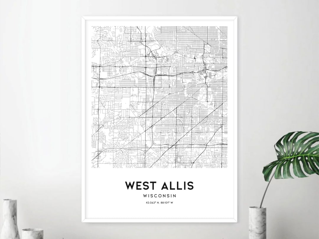 West Allis Map Print, West Allis Map Poster Wall Art, Wi City Map ...