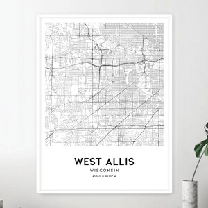 West Allis Map Print, West Allis Map Poster Wall Art, Wi City Map ...