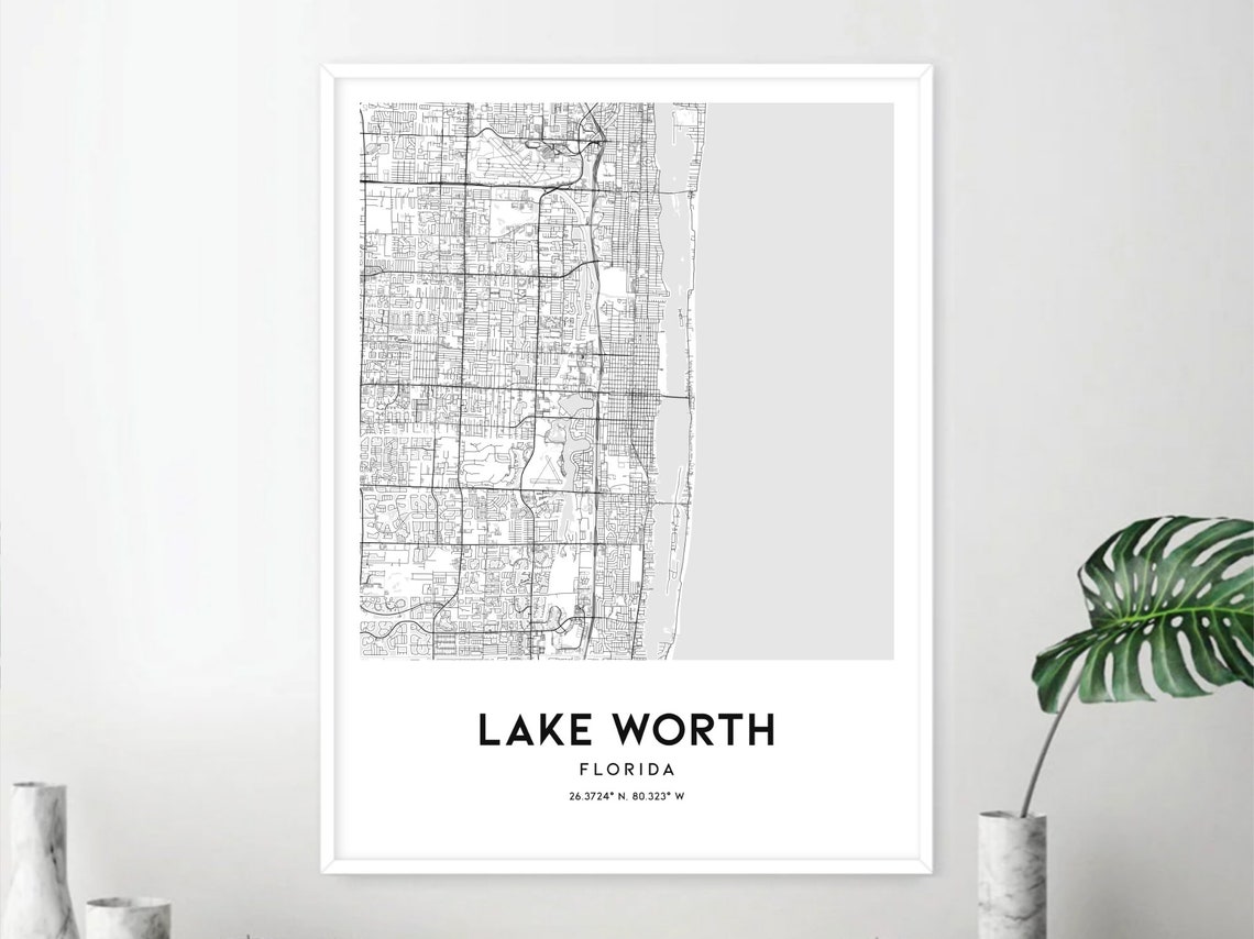 Lake Worth Map Print, Lake Worth Map Poster Wall Art, Fl City Map ...