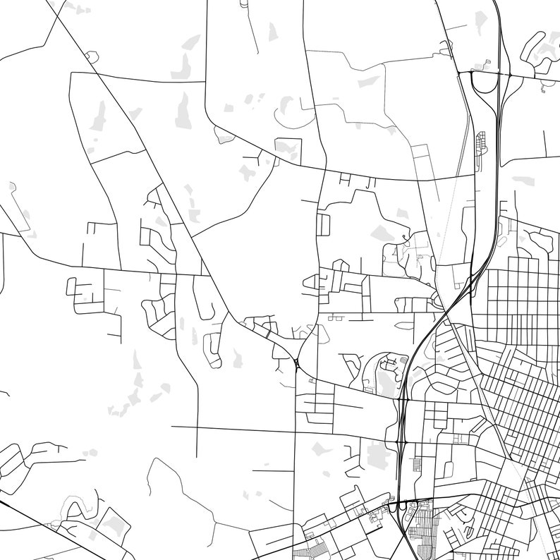 Tifton Map Print, Tifton Map Poster Wall Art, Ga City Map, Georgia ...