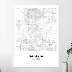 Batavia Map Print, Batavia Map Poster Wall Art, Il City Map, Illinois ...