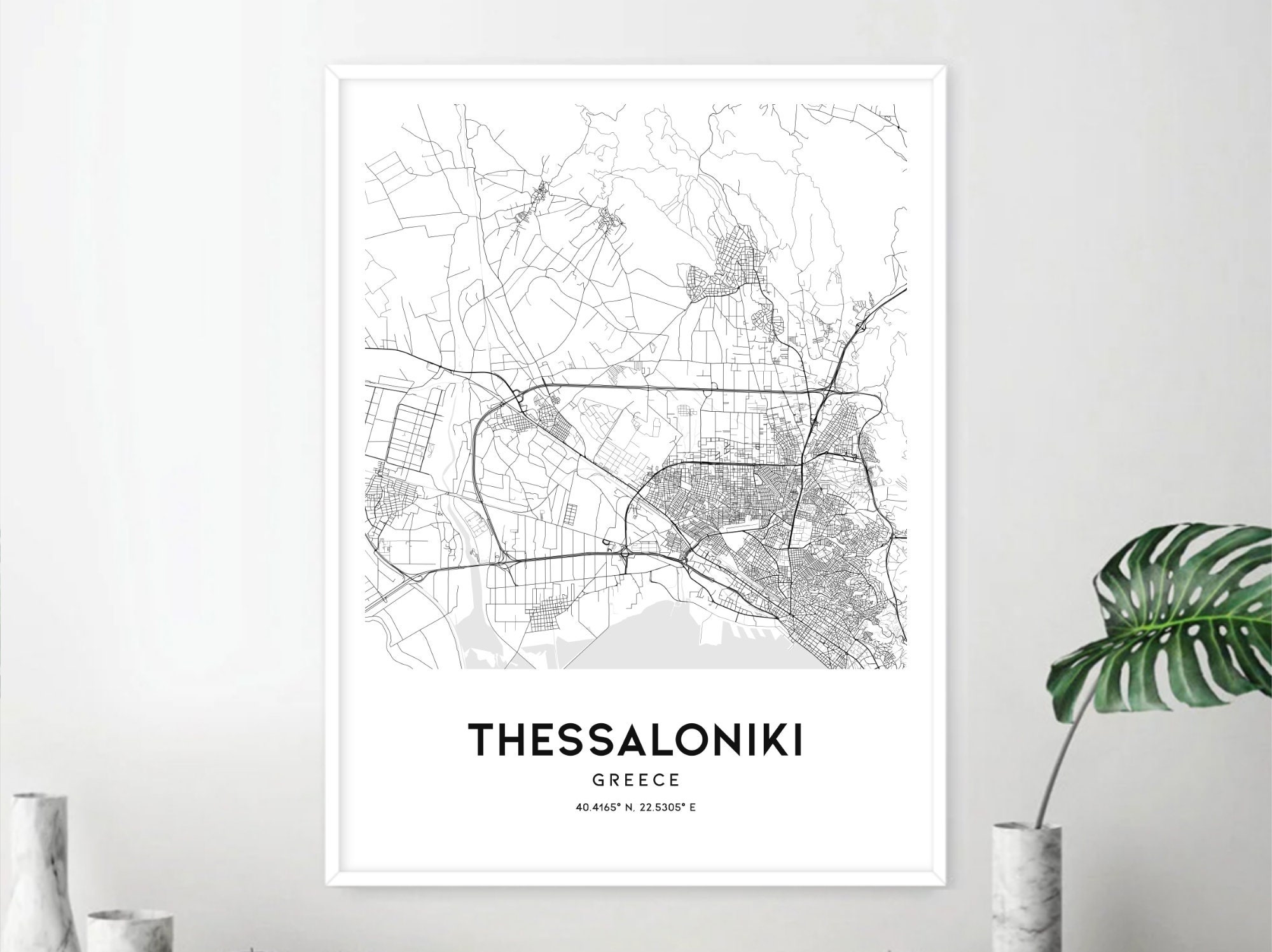 Thessaloniki Map Print, Thessaloniki Map Poster Wall Art, Thessaloniki ...