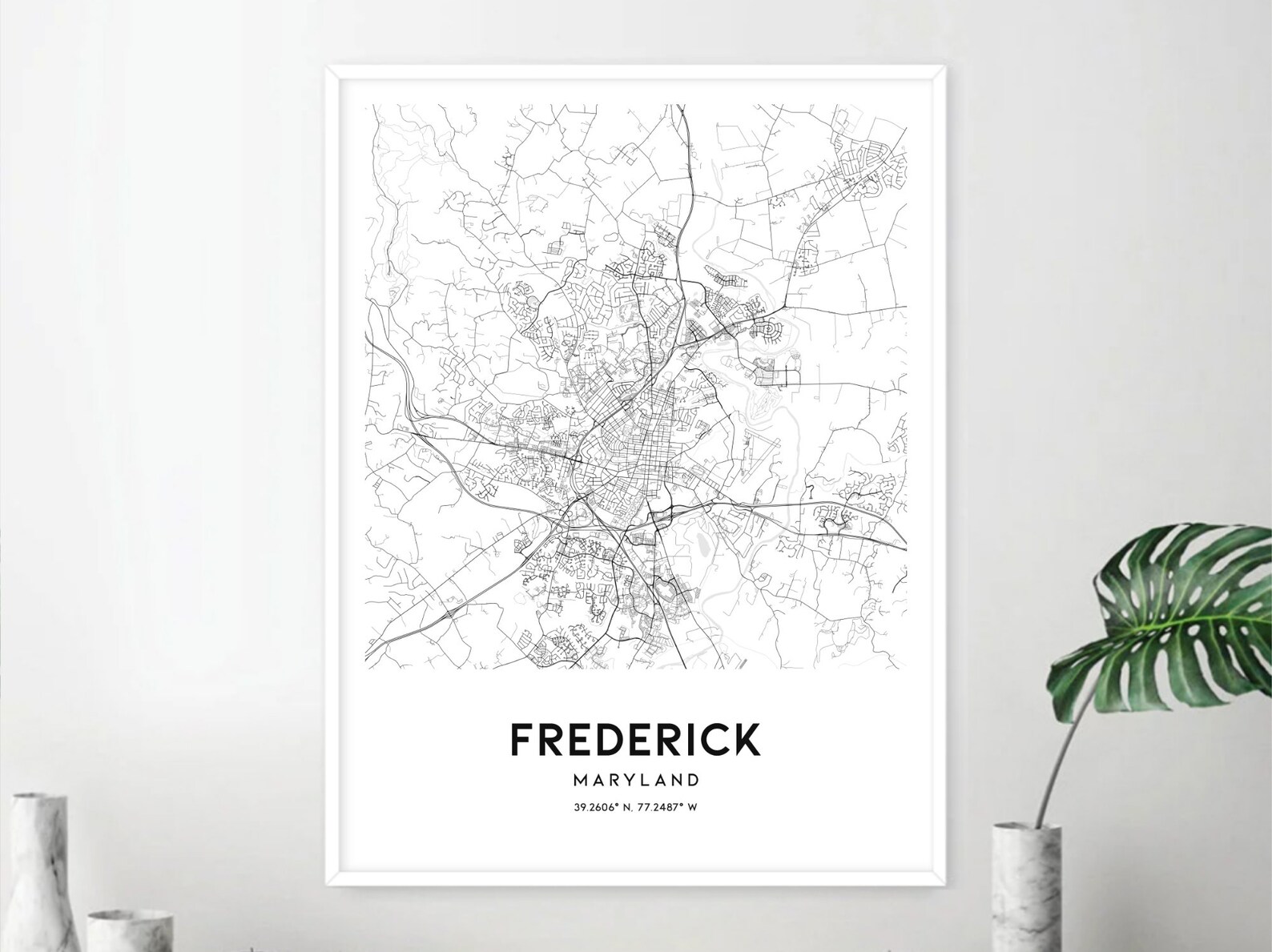 Frederick Map Print, Frederick Map Poster Wall Art, Md City Map ...