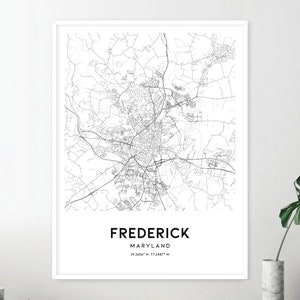 Frederick Map Print, Frederick Map Poster Wall Art, Md City Map ...