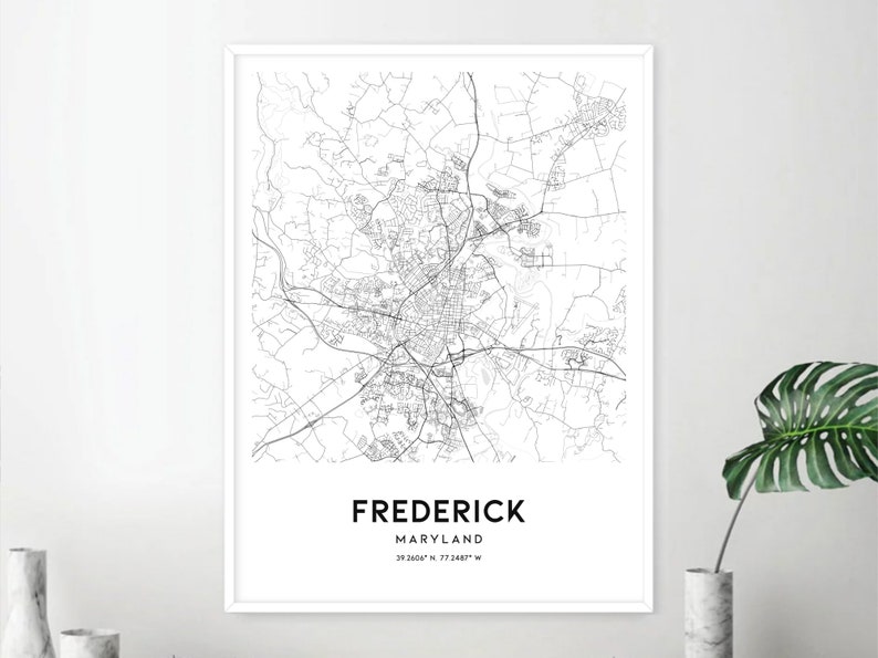 Frederick Map Print, Frederick Map Poster Wall Art, Md City Map ...