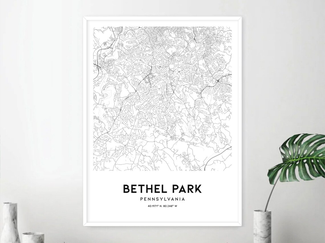 Bethel Park Map Print Bethel Park Map Poster Wall Art Pa - Etsy