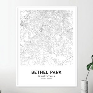 Bethel Park Map Print, Bethel Park Map Poster Wall Art, Pa City Map ...