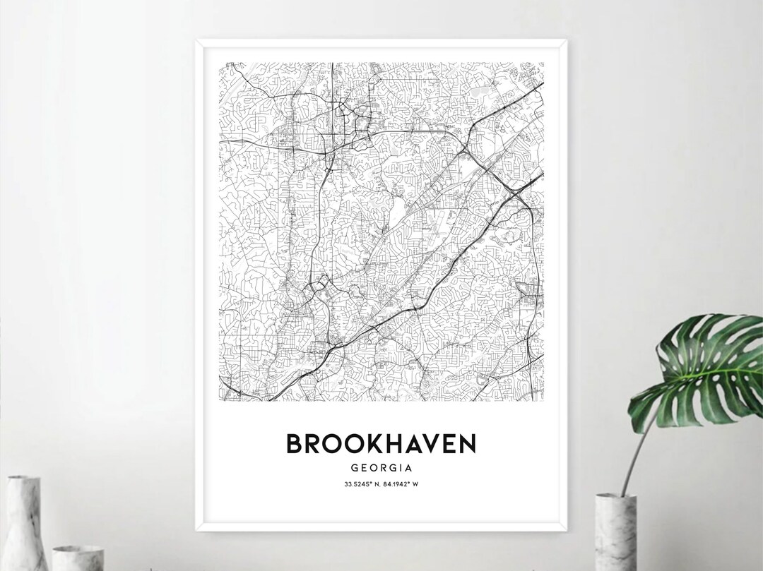 Brookhaven Map Print Brookhaven Map Poster Wall Art Ga City - Etsy