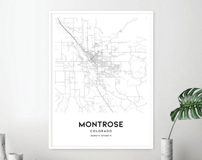 Montrose Map Print, Montrose Map Poster Wall Art, Co City Map, Colorado ...