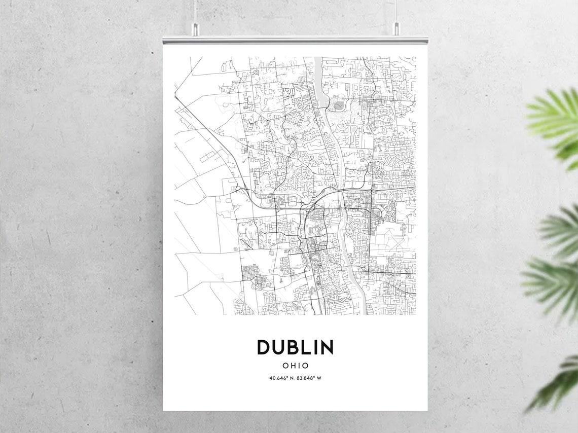 Dublin Map Print Dublin Map Poster Wall Art Oh City Map | Etsy