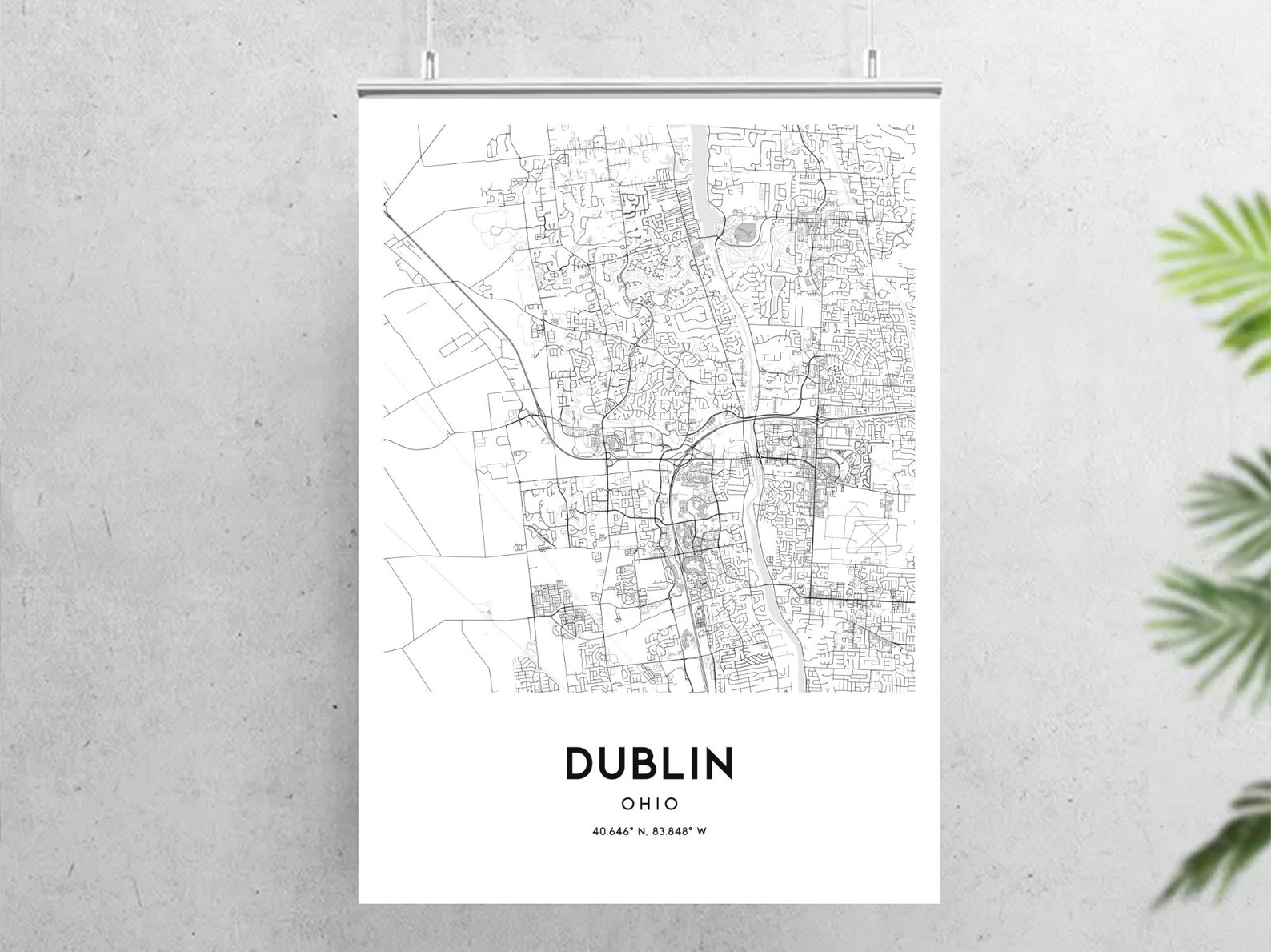 Dublin Map Print Dublin Map Poster Wall Art Oh City Map | Etsy