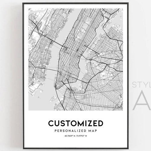 Personalized Map Print Custom Map Prints Any City Map - Etsy