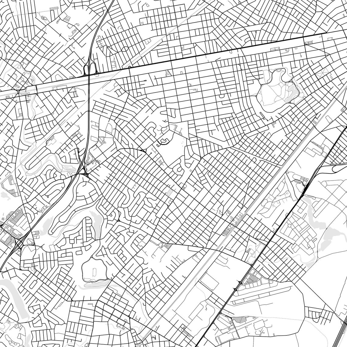 Linden Map Print Linden Map Poster Wall Art Nj City Map New - Etsy