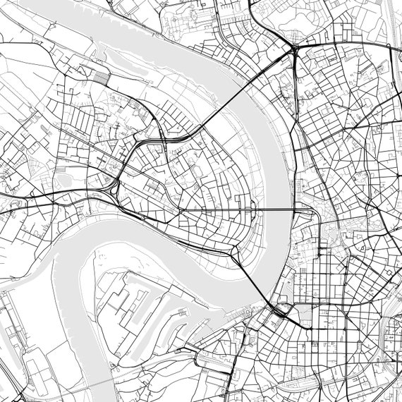 Prints Printable Map City Street Road Map Print D\u00fcsseldorf Germany ...